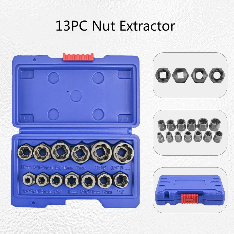 Essential 13pc Bolt Extractor Socket Nut Tool Perfect for Enthusiasts ...