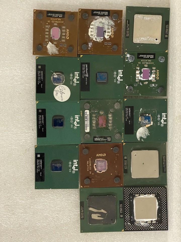 Lot Of 14 Vintage CPU’s Intel AMD 6.5 OZ Scrap Gold Recovery Free ...