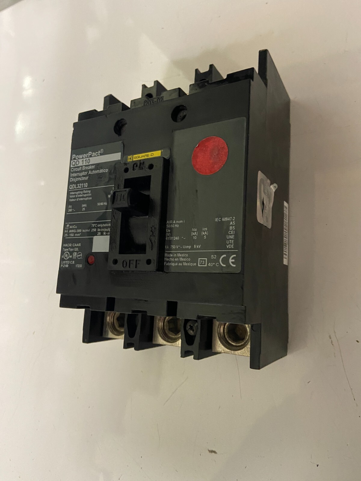 Square D QDL QDL32110 3 Pole 110 Amp 240 V Circuit Breaker | eBay
