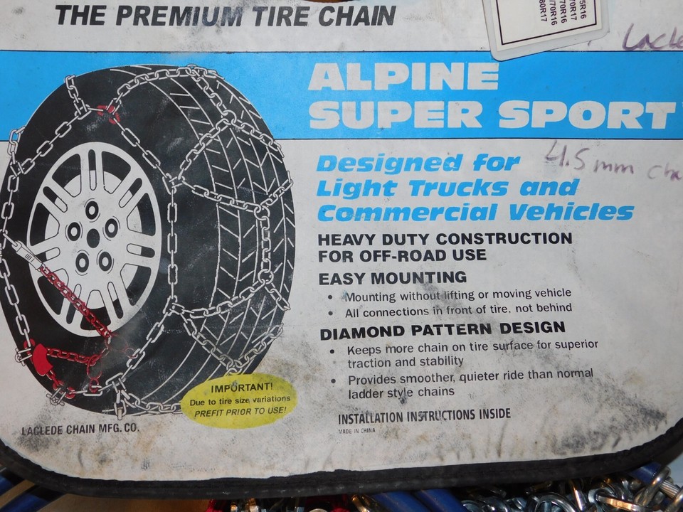 Alpine Super Sport Tire Snow Chains | 1 Pair | Steel | Diamond Chain ...