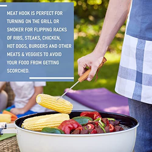 Pigtail Food Flipper 2pcs 17inch Meat Turner Hook Stainless Steel Pig ...