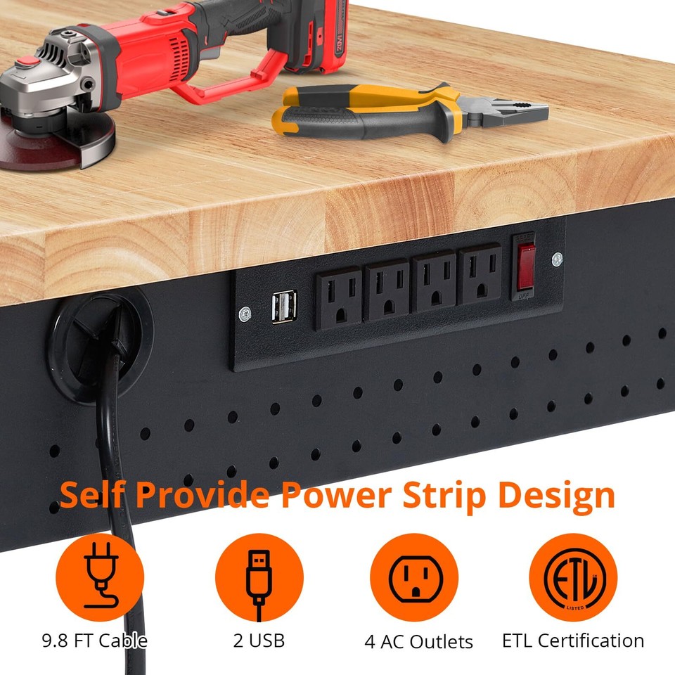 48"x24" Adjustable Workbench Table Heavy-Duty Garage Worktable with ...