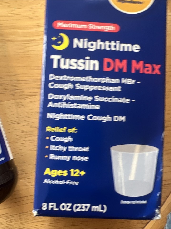 Equate NIGHTTIME Maximum Strength Tussin DM Max Liquid, 8oz EXP April ...