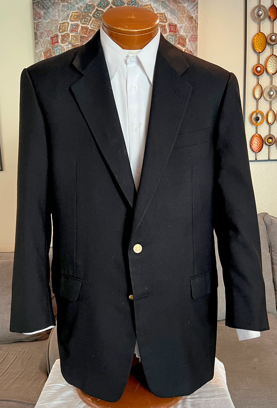 Hickey Freeman Mens Black Custom 100% Cashmere Gold B… - Gem