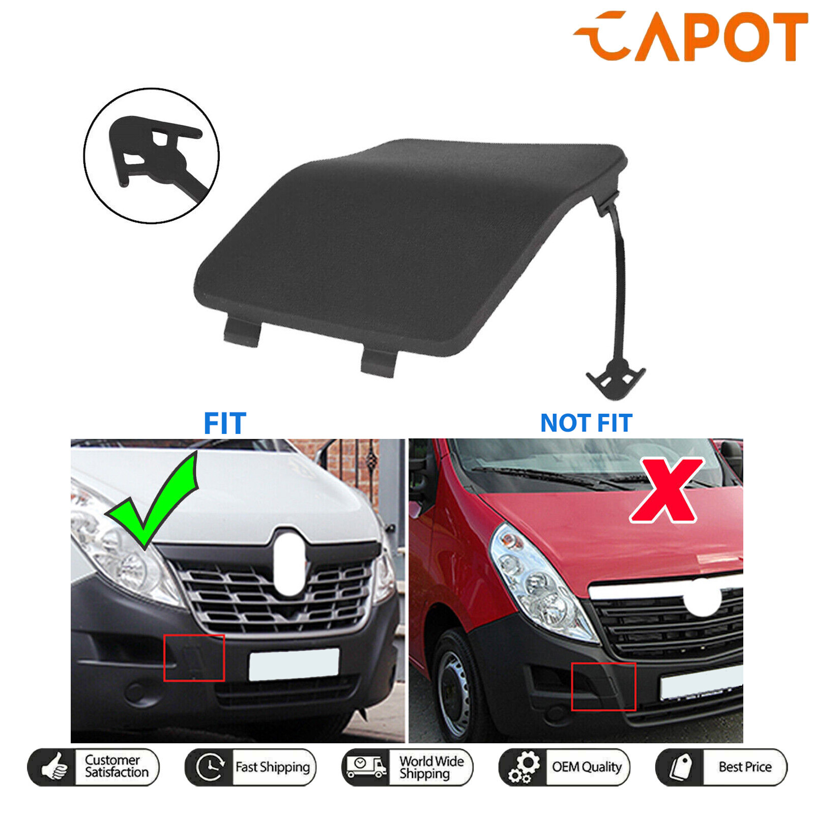 Front Bumper Towing Eye Hook Cover Renault Master MK3 Movano NV400 ...