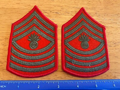 Pair Small Master Gunnery Sergeant USMC Red Green Enlisted Rank Patches ...