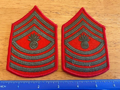 Pair Small Master Gunnery Sergeant USMC Red Green Enlisted Rank Patches INV9543 | eBay