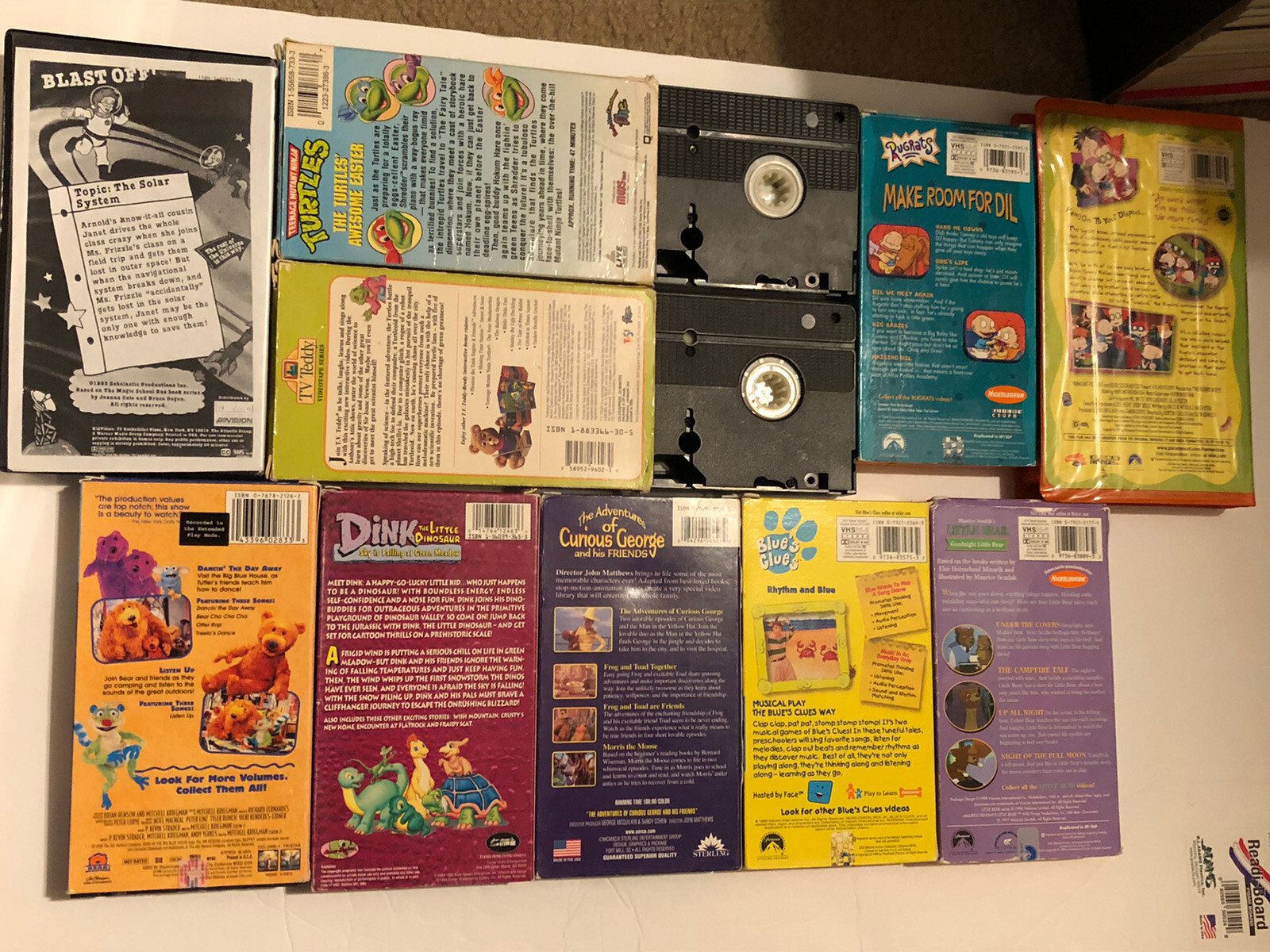 Lot of 10 Kids/Children Vhs tapes TMNT Blue’s Clue’s Rugrats Curious ...