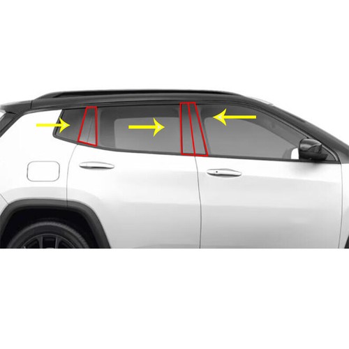 For Jeep Compass 2017-2023 Gloss Black Exterior Side Window BC-Pillar ...