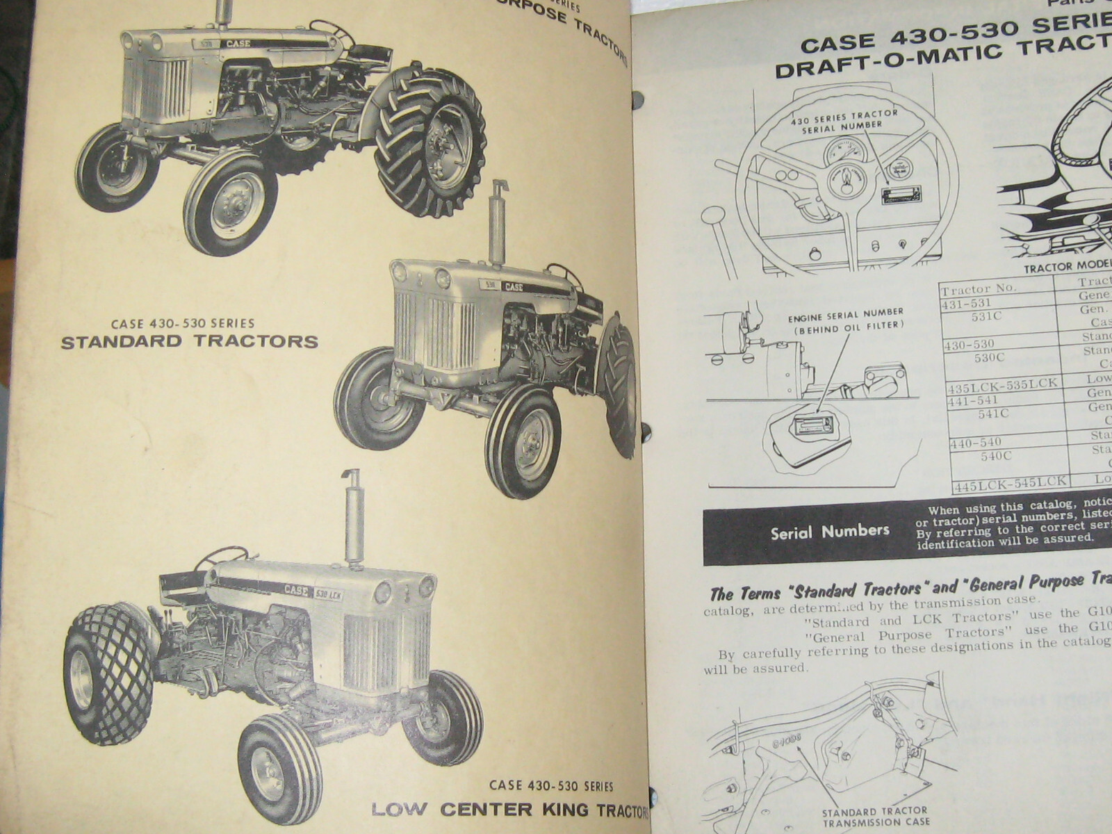CASE Model 430 - 530 Series Draft-O-Matic Tractors Parts Catalog Manual ...