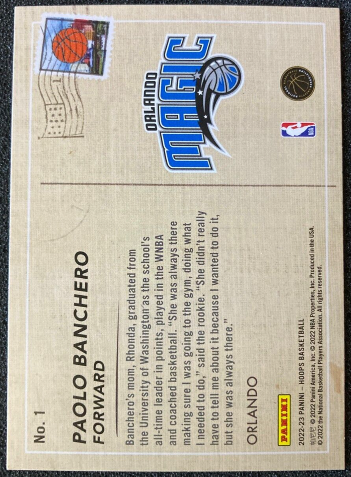 2022-23 Panini NBA Hoops #1 Paolo Banchero RC Rookie Greetings. Orlando ...