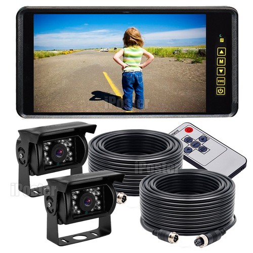 9" Rear View Mirror Monitor 12/24V Caravan 4PIN HD 2x Sharp CCD ...