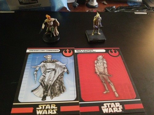 Star Wars Miniatures Mon Calamari Tech Specialist, Dressellian Commando ...