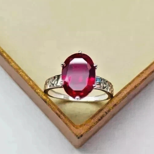 Lab Created Red Ruby 2.3Ct Oval Good Cut Solitaire Ring In 14K White ...