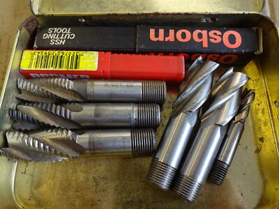 Vertical milling cutters x 9; 5/16" - 3/4" end x 3, slot x 2 + roughing ...
