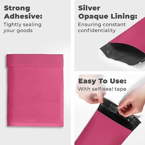 Small Poly Mailers 6x9, Solid Pink Shipping Bags - Tear And Puncture ...