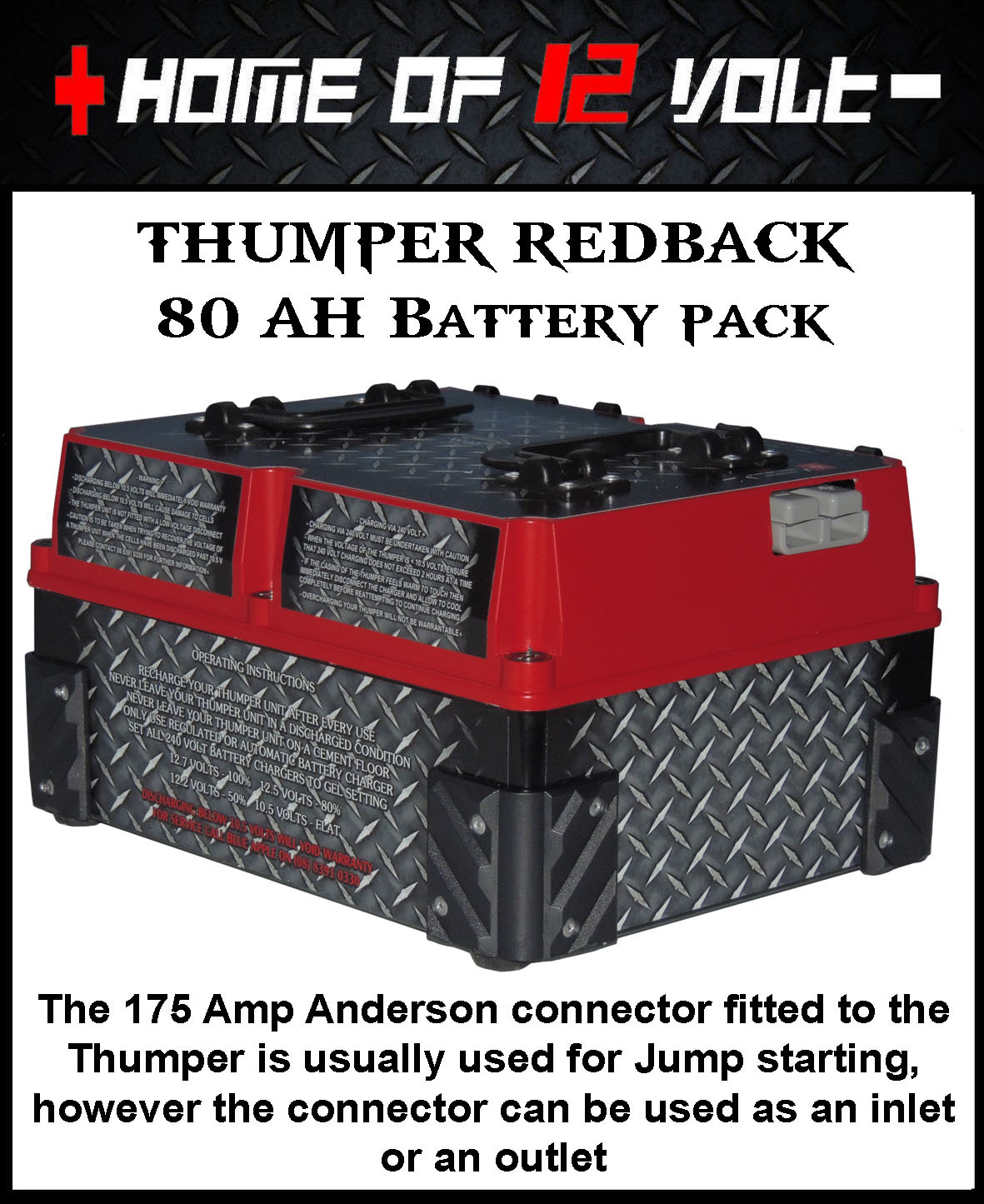 Thumper Redback 80AH Portable Jump start battery pack | eBay