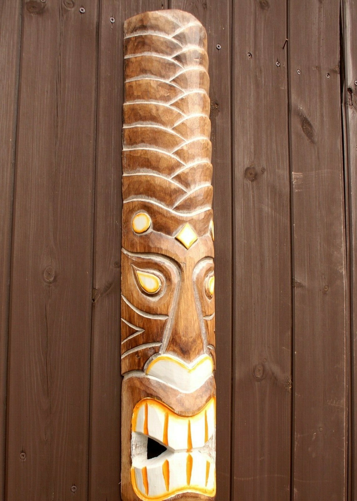 Tiki Bar Mask Wood Carving 100cm Bar Decoration Wall Hanging Mask ...