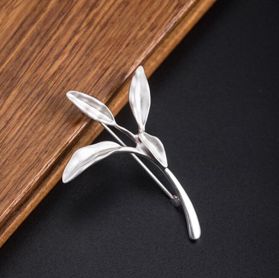 I04 Brooch Pin Twig With Leaves Sterling Silver 925 | eBay