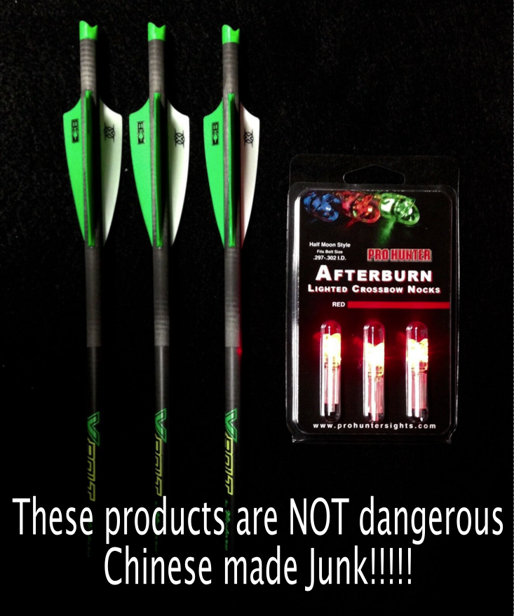 NEW 3 VICTORY CROSSBOW ARROW/BOLTS with 3 RED LIGHTED NOCKS 20" or 22 ...