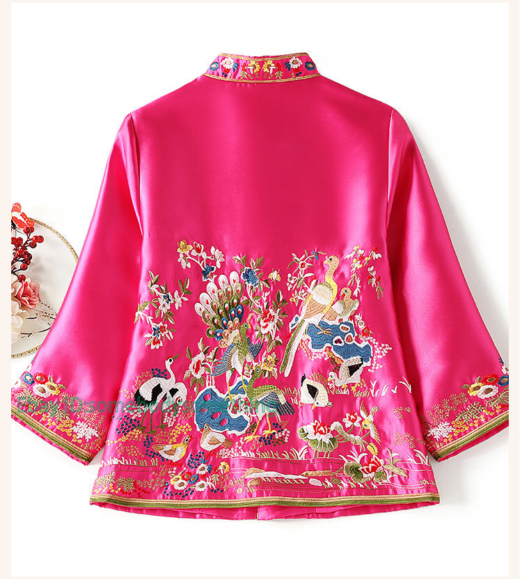 Womens Embroidered Tang Short Jackets Silk Retro Single Short Coat ...