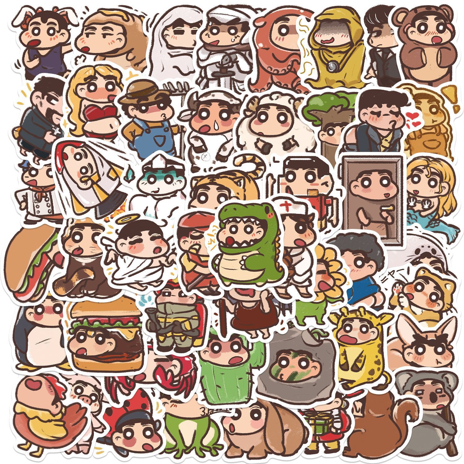 50pcs Crayon Shin-chan Dress Up Stickers Guitar Notebook Trunk ...