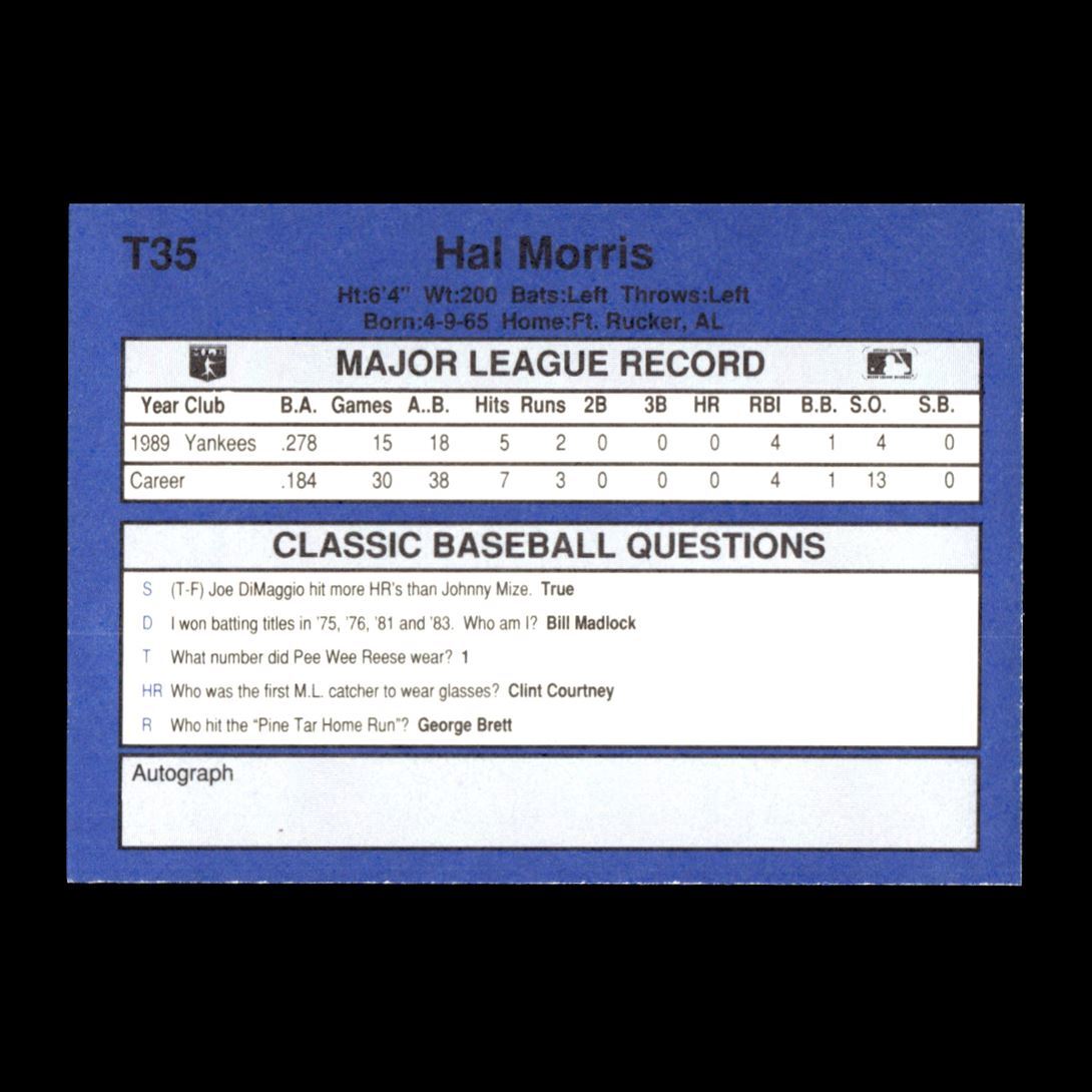 Hal Morris 1990 Classic Update Cincinnati Reds #T35 R321B 29 | eBay