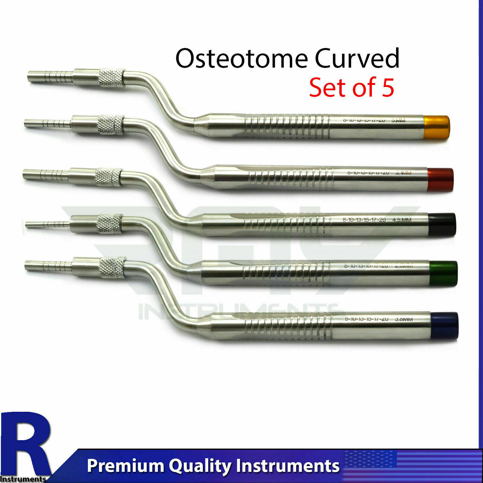 Dental Sinus Lift Implant Osteotomes OffSet Concave Tip Bone Chisels ...
