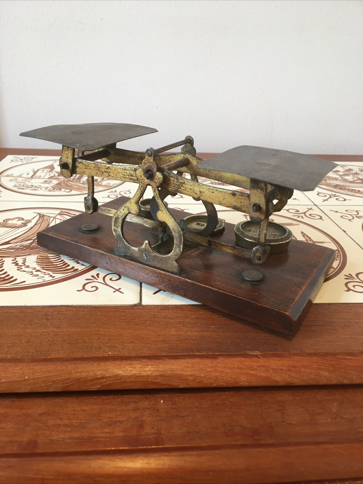 Vintage Small Post Office Letter Scales With Three Brass Weights | eBay UK