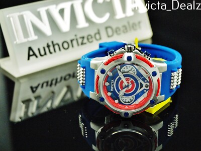 Invicta 40mm MLB Chicago Cubs Bolt GMT Quartz Blue Strap SS Watch | eBay