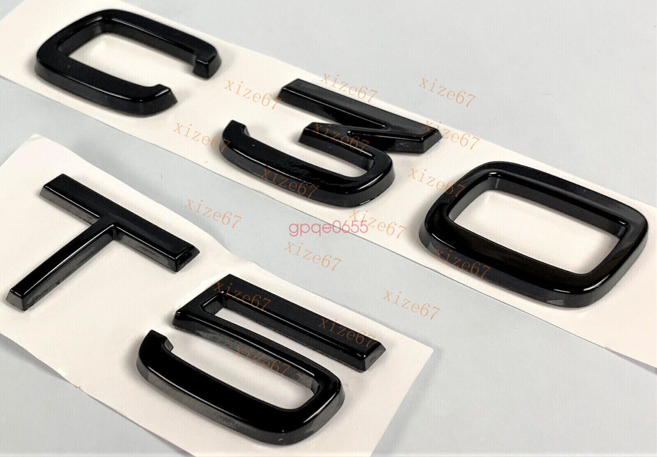 BLACK C30 + T5 FOR VOLVO C30 REAR TRUNK NAMEPLATE EMBLEM BADGE LETTERS ...