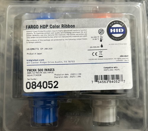 HID Fargo 084052 HDP YMCKK Color Ribbon 500 Images for HDPii HDP5000 | eBay