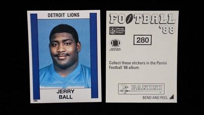 1988 Jerry Ball Detroit Lions Panini Sticker #280 | eBay