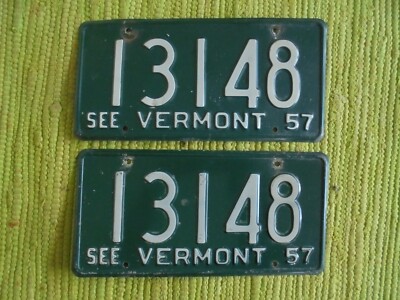 1957 Vermont License Plate VT Tag 13148 Pair 57 Plates See Vermont | eBay