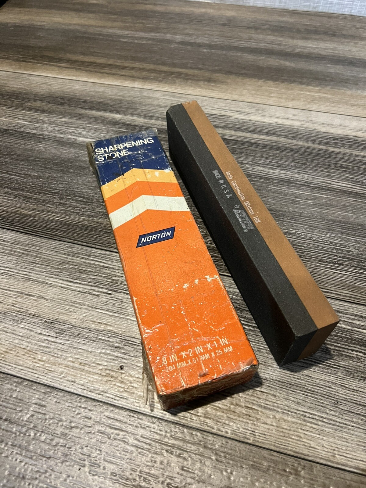 Norton Sharpening Stone Whet Rock INDIA Combination Oilstone 1B8 Made ...