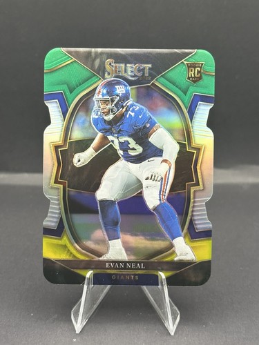 Evan Neal Rookie 2022 Select Die-Cut Silver Prizm Green & Yellow ...
