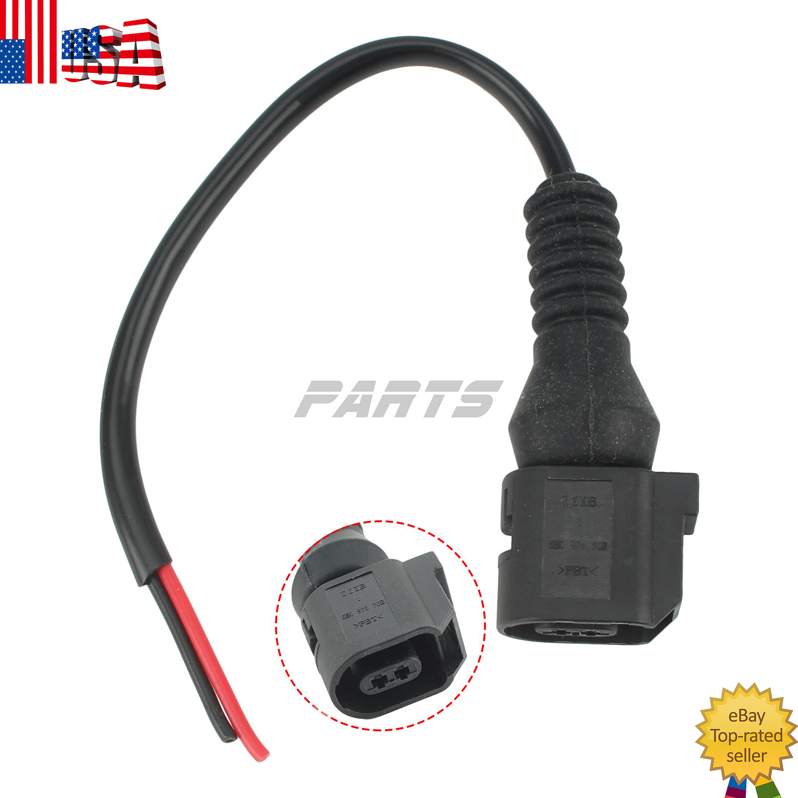 2 Pin ABS Sensor Wiring Pigtail Plug Connector For VW Passat Golf Jetta ...