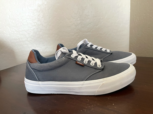 Vans Mens Old Skool Canvas Skate Shoes Gray White 721356 Low Top Lace ...