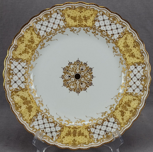 Copeland Raised Beaded Gold Floral Scrollwork & Yellow 9 7/8 Inch Plate ...