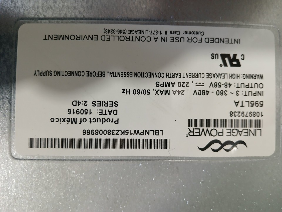 LINEAGE POWER 595LTA POWER RECTIFIER 48-58V 220A | eBay