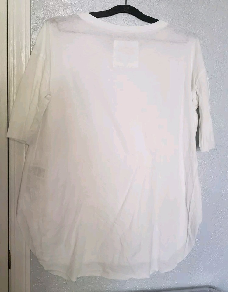 Frank & Eileen Tee Lab 1/2 Sleeve T Shirt Size Medium Tunic Style Raw Hem Sheer | eBay