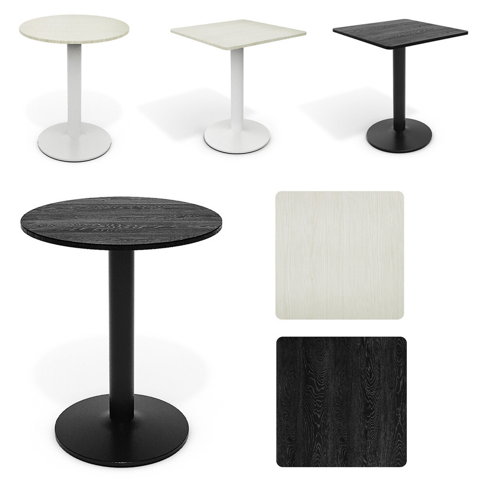 Round or Square Small Table Pedestal Coffee Tea Table Wood Grain Top ...