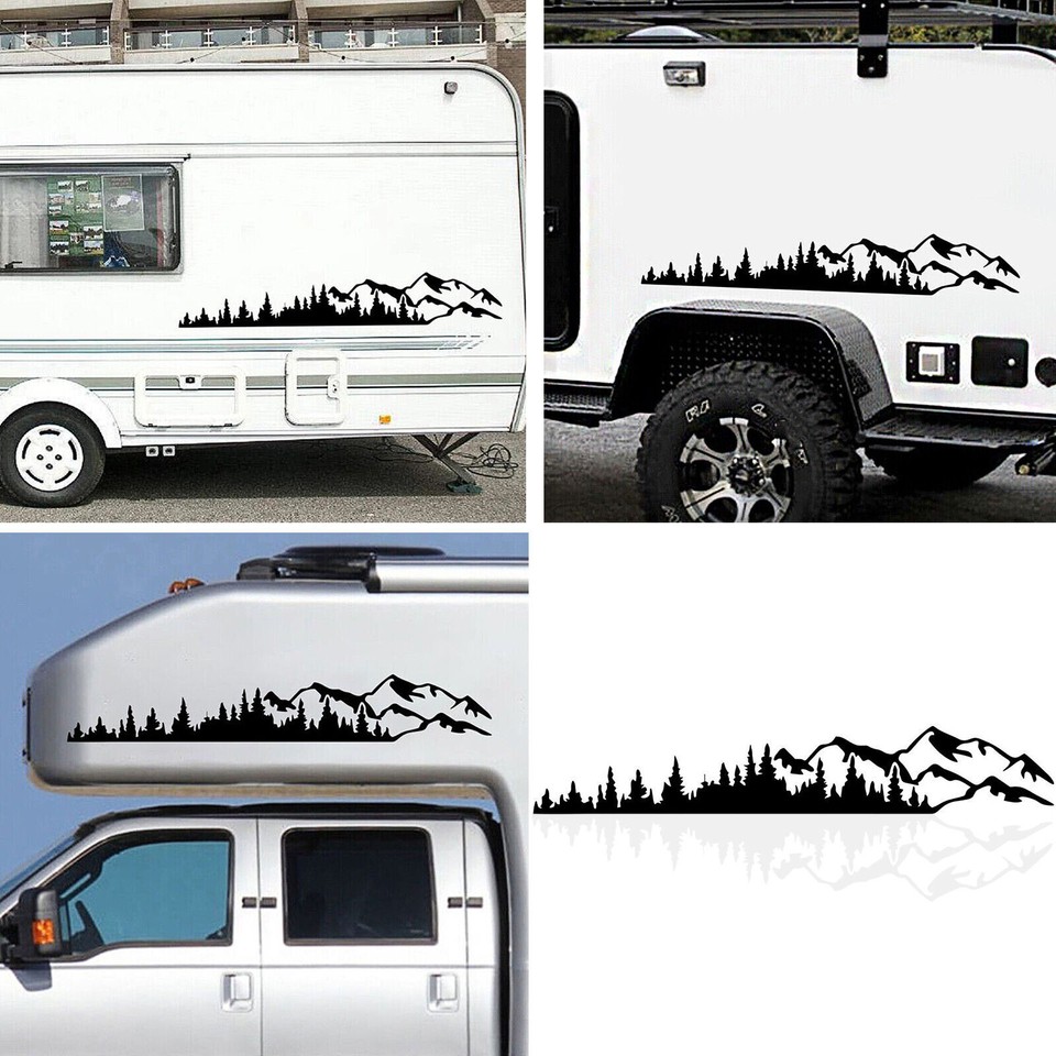 2 x Side Body Stickers Decal Mountain Forest For Car Camper Van ...