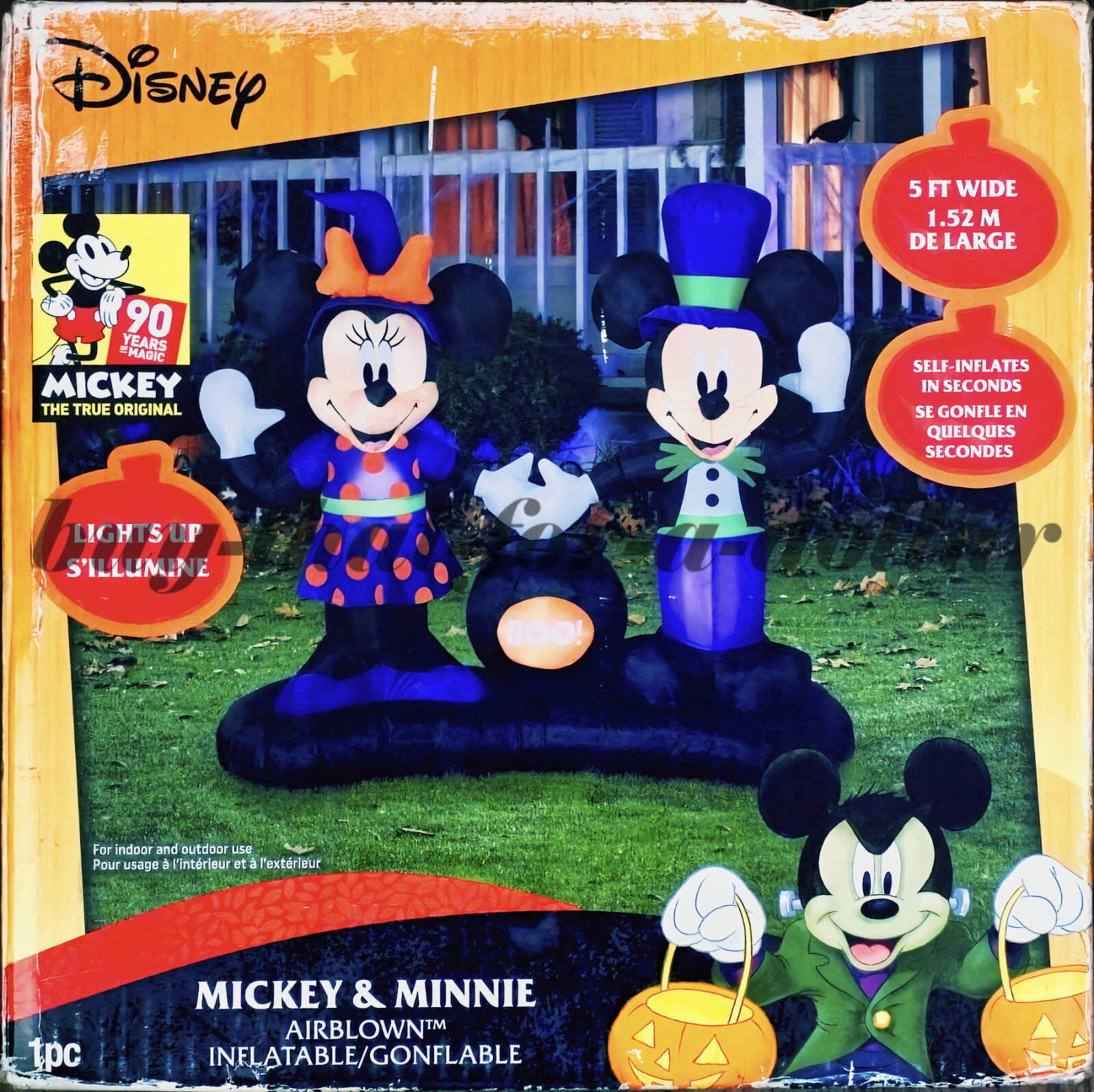 *NEW*RARE* Gemmy-Disney-5' ft Inflatable Mickey Mouse-Minnie-Halloween ...