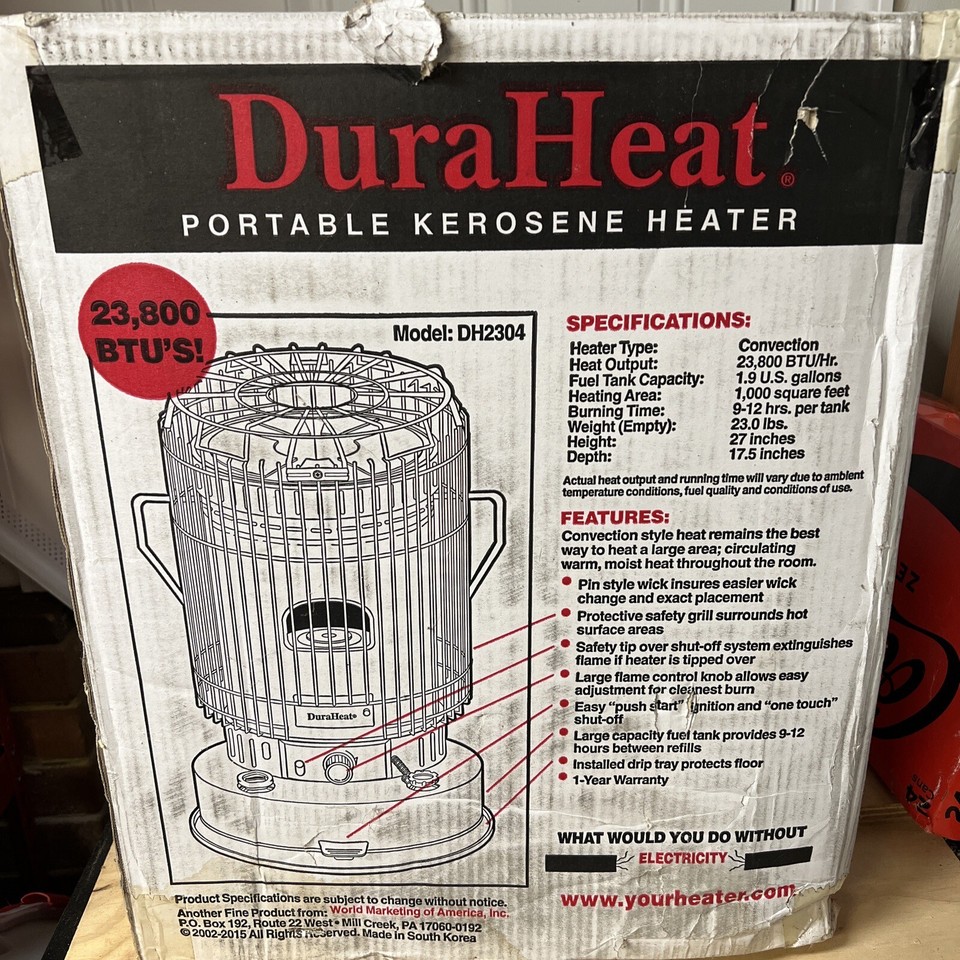 DuraHeat DH2304S Indoor Kerosene Heater 23800 BTU - NEW SEALED ...