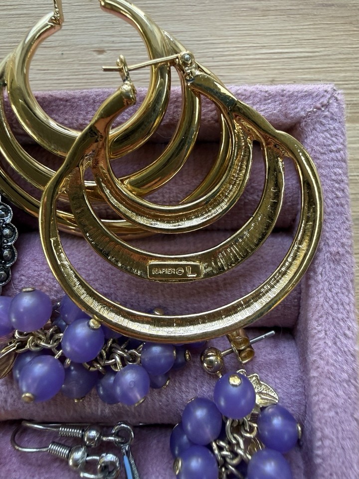 Vintage Ring & Earring Lot Avon Napier 14K HGE Kensignton Bezel Jewelry ...