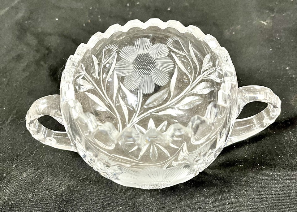 Antique American Brilliant Cut Crystal Creamer & Sugar w/ Underplate ...