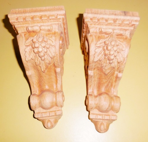 VINTAGE SOLID OAK CORBELS BEAUTIFUL GRAPES VICTORIAN DESIGN NR | eBay