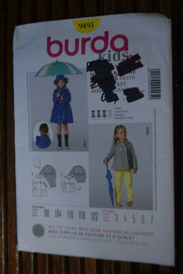 Burda Pattern 9495 GIRLS TODDLER COATS Size 3-4-5-6-7 Uncut | eBay
