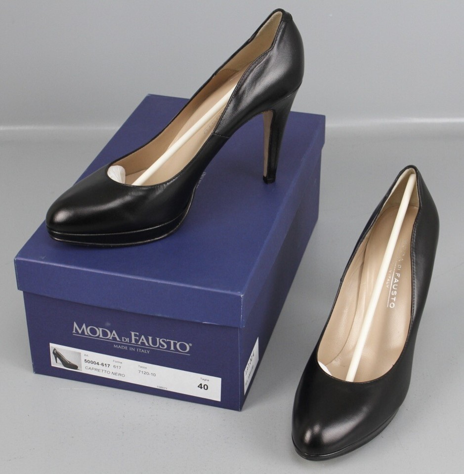Moda Di Fausto Pumps Schwarz Gr. 40 High Heels Schuhe Leder Platoe M6 ...